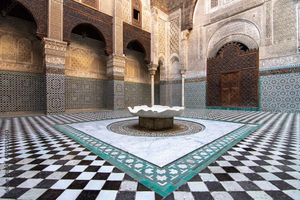Al-Attarine Madrasa in Fes, Morocco: Old, traditional koran school ...