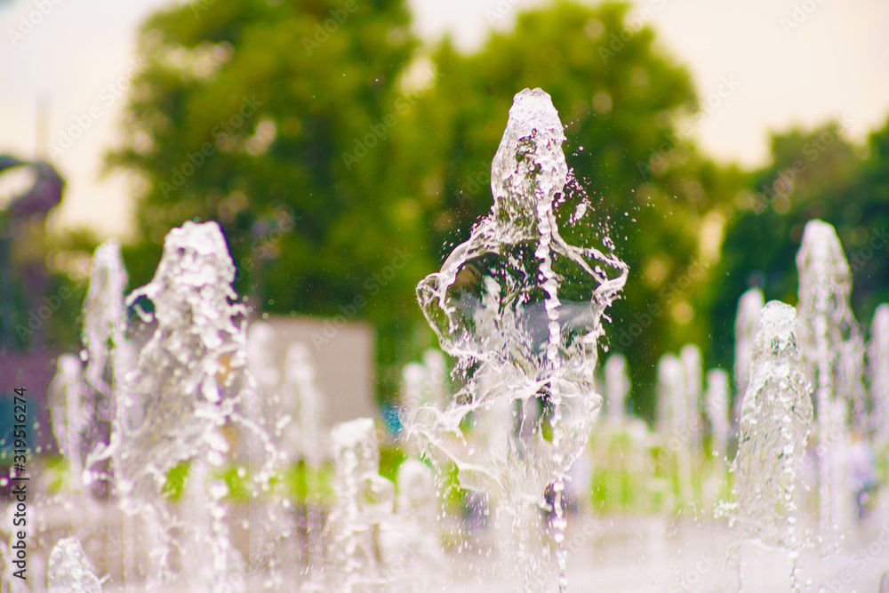 Photography of water white colored. Fresh jets of water fly up. Spray ...