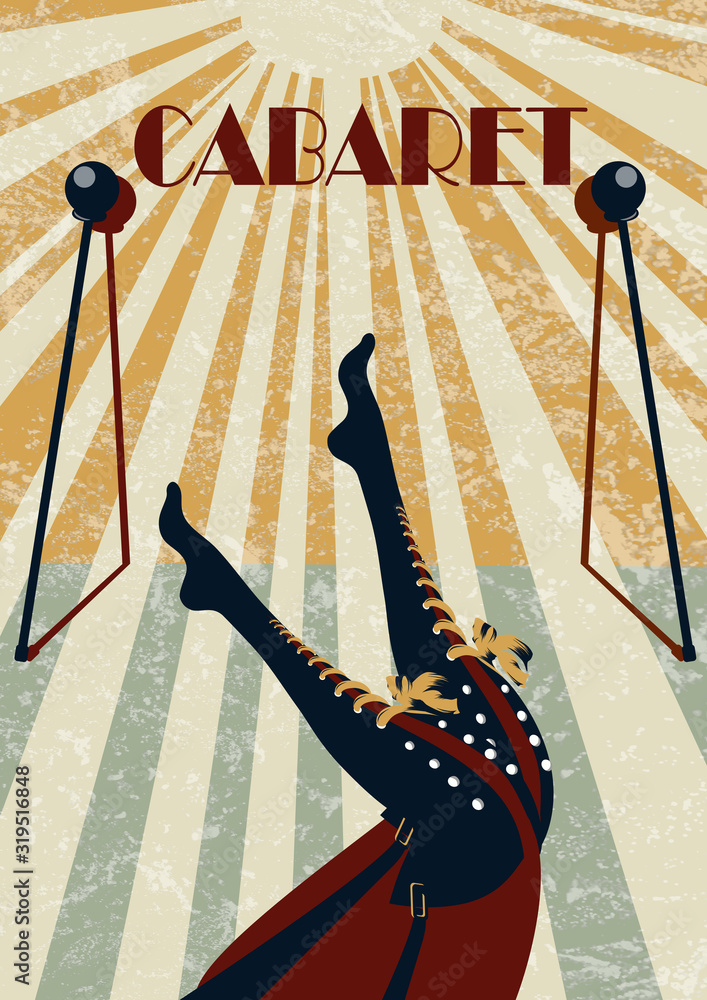 Cabaret Burlesque dancers background poster with women legs Stock ...