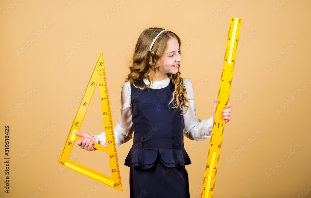 School student learning geometry. STEM school disciplines. math lesson ...