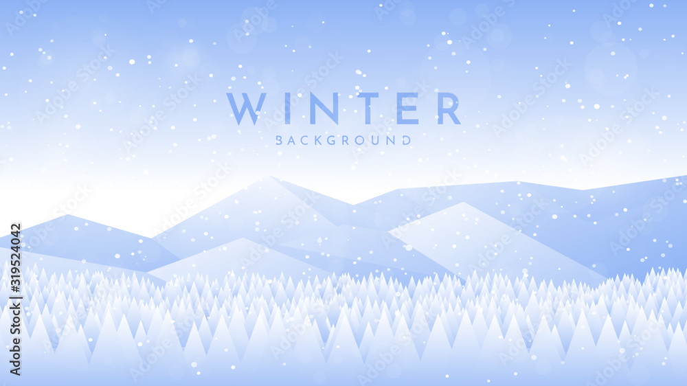 Vector illustration. Flat winter landscape. Simple snowy backgrounds ...