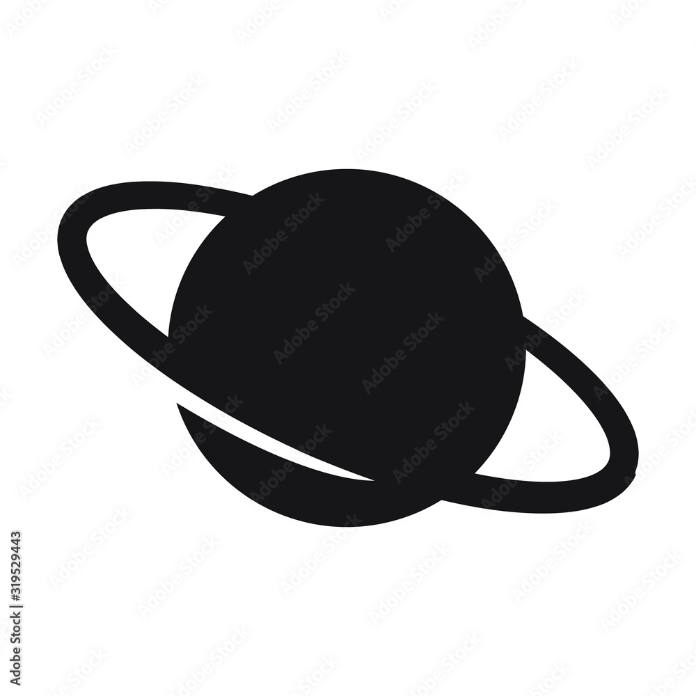 Planet Saturn with planetary ring system flat icon for astronomy apps ...