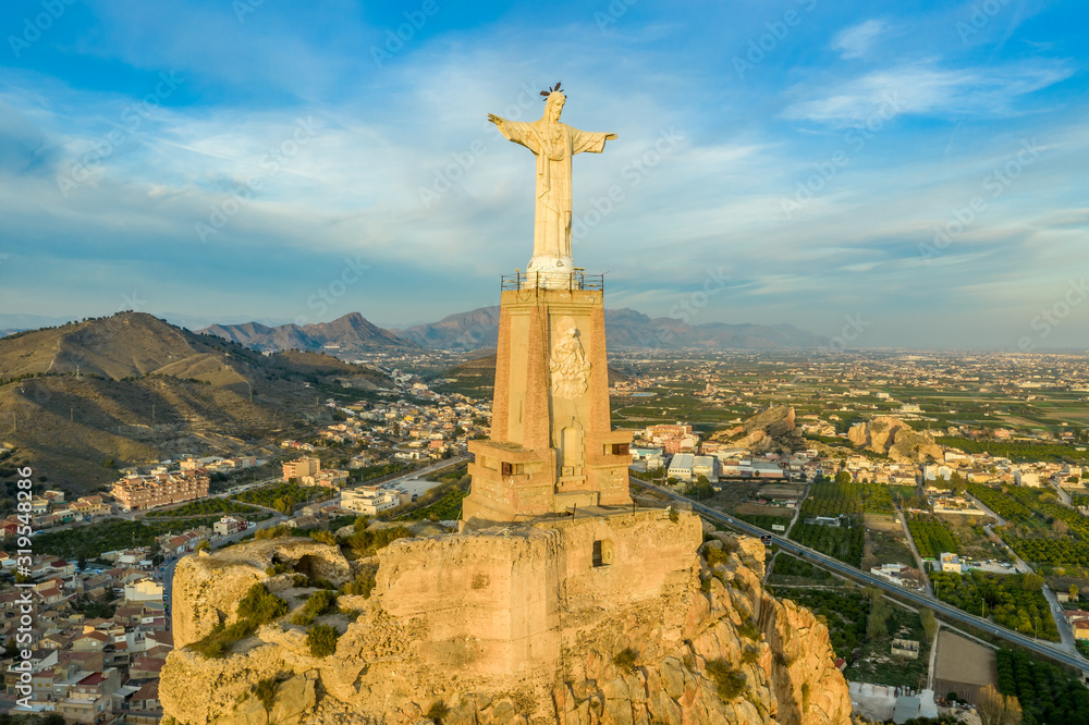 Monteagudo medieval castle ruin twelve rectangular towers circling the ...