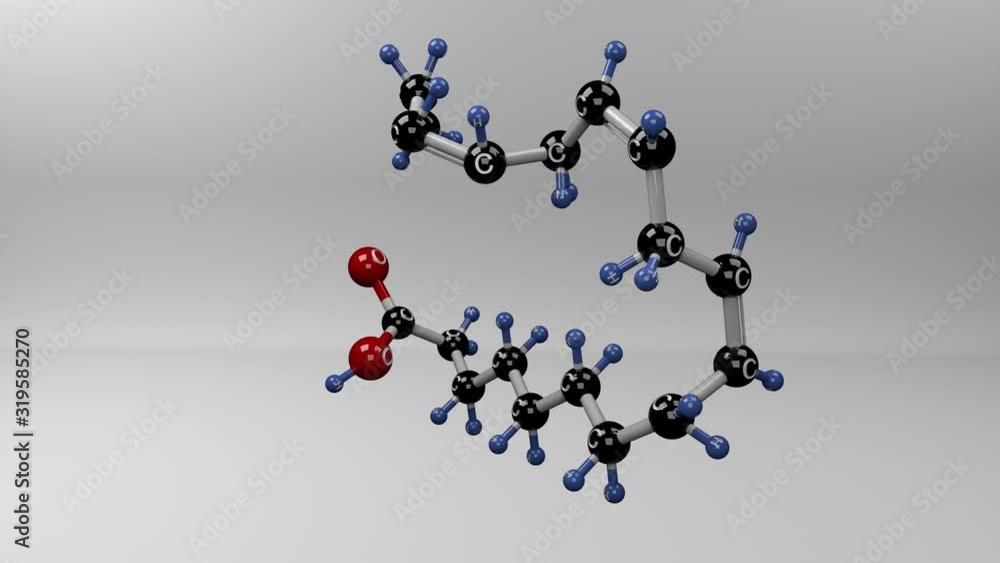 Alpha-linolenic acid molecule. Molecular structure of ALA, natural ...