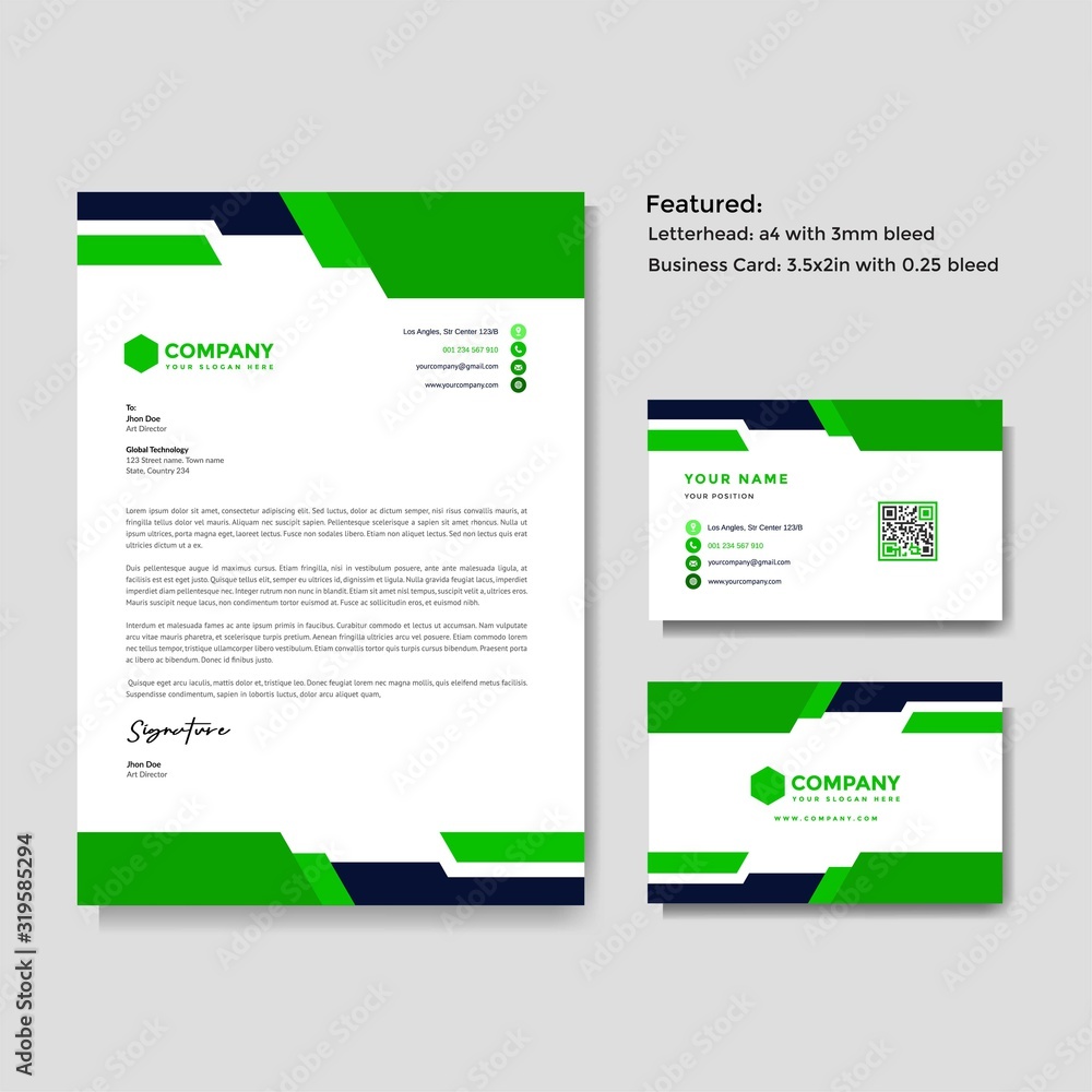 Professional creative letterhead and business card vector template ...