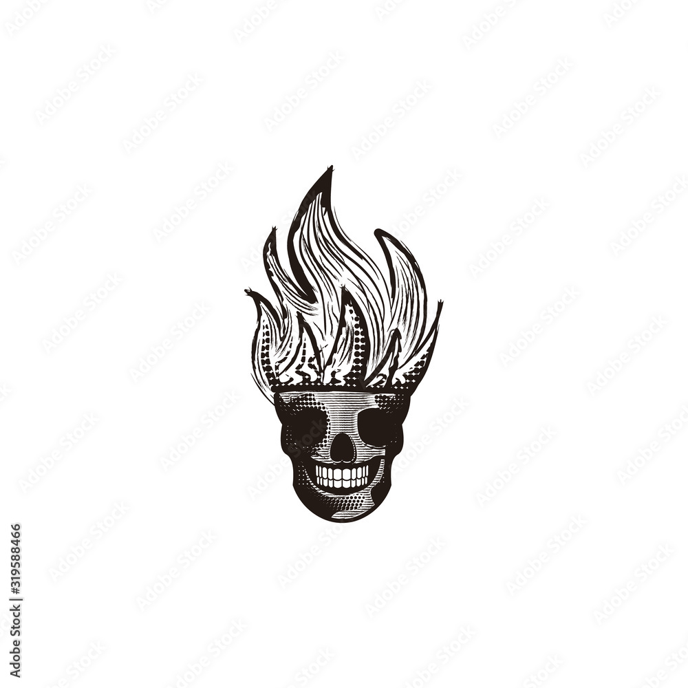 skull hair fire flame logo Ideas. Inspiration logo design. Template ...
