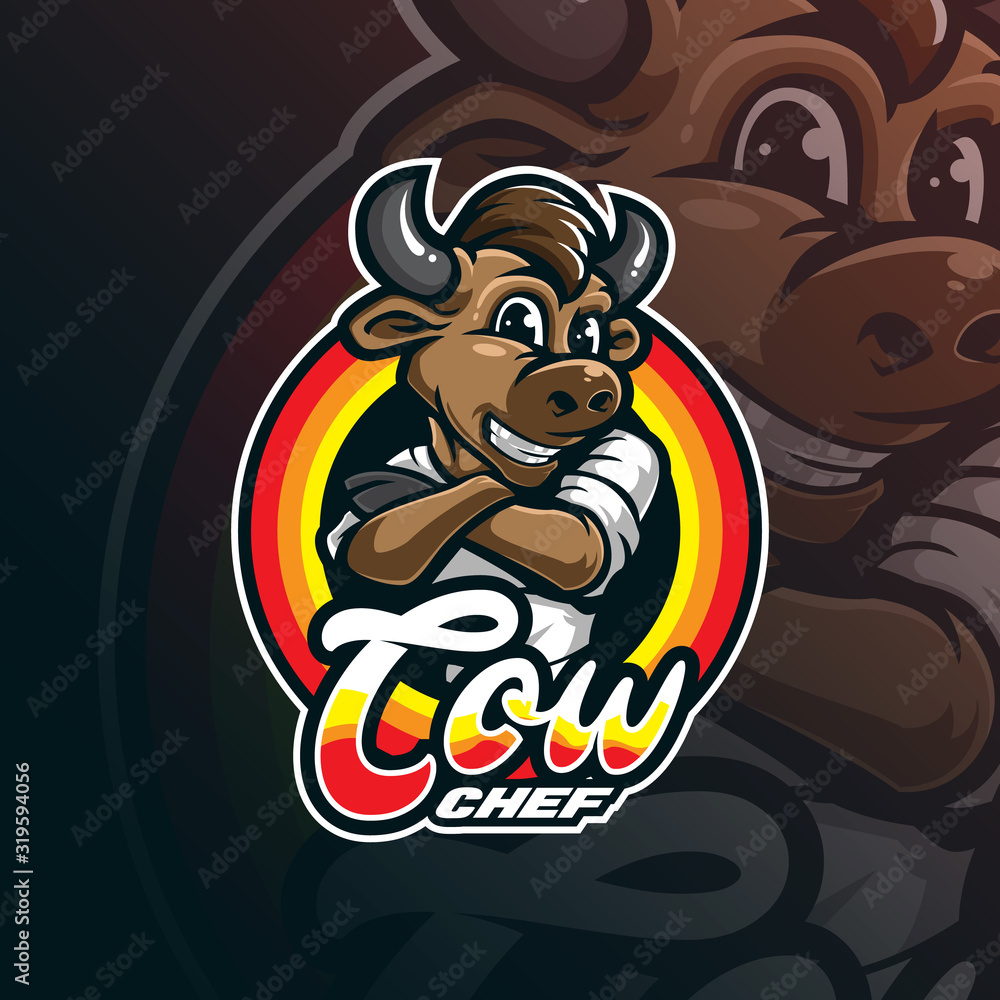 cow mascot logo design vector with modern illustration concept style ...