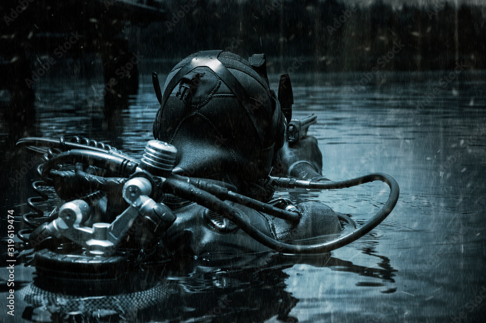 Military Diver Art Navy SEAL Combat Diver By TheProsFromDover On