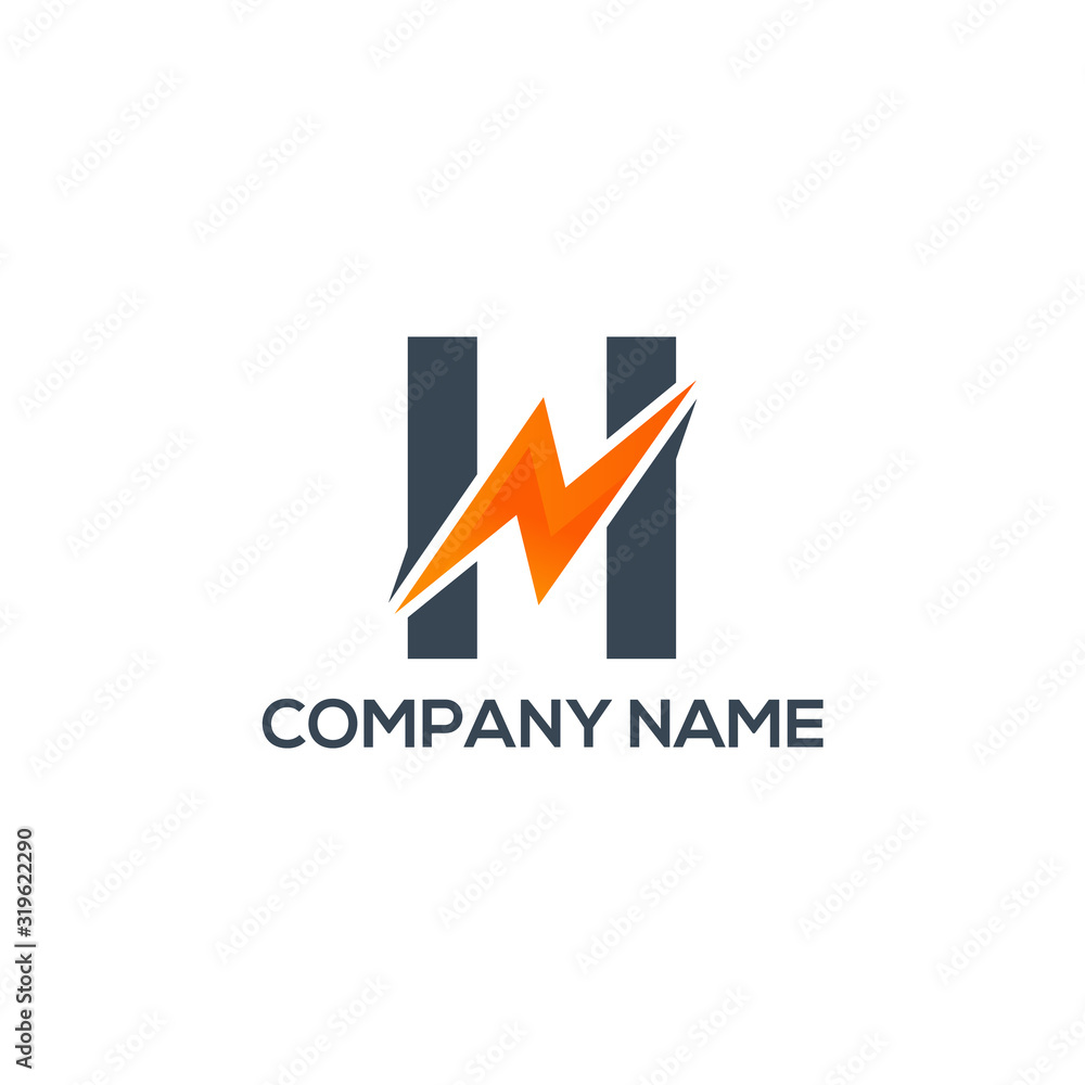 Letter H lightning logo icon design template elements, H Letter Logo ...