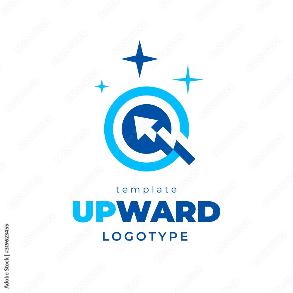 Upward logo arrow and circles, stars Stock Vector | Adobe Stock