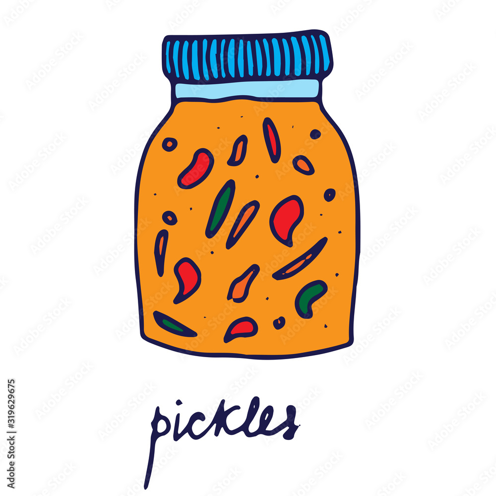Hand drawn isolated indian food icon. Color fill illustration of indian ...