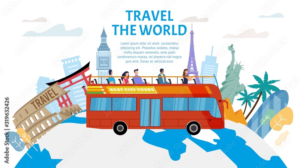 Travel Agency, Hop-on-Hop-Off Bus Tour Service, City Excursions Trendy ...