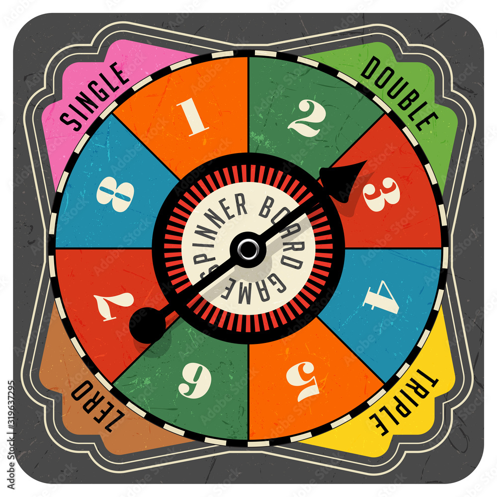Vintage style spinner for board game with spinning arrow, numbers, and ...