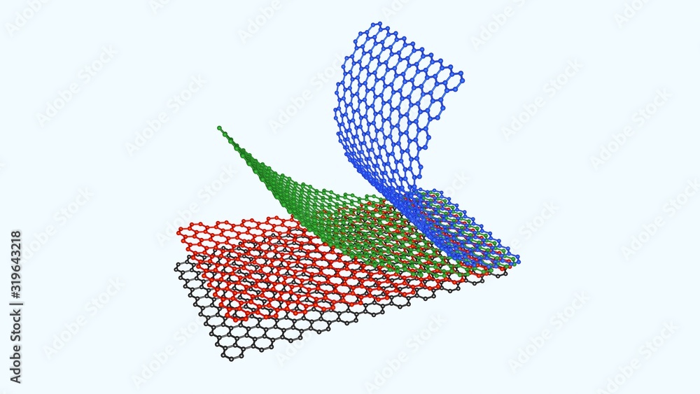 Graphene layering , stacking . Hexagon layers stacked on top of each ...
