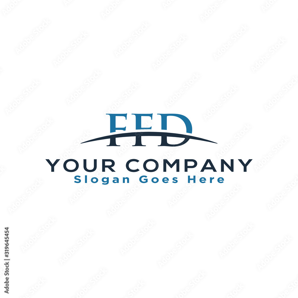 Initial letter FFD, overlapping movement swoosh horizon logo company ...