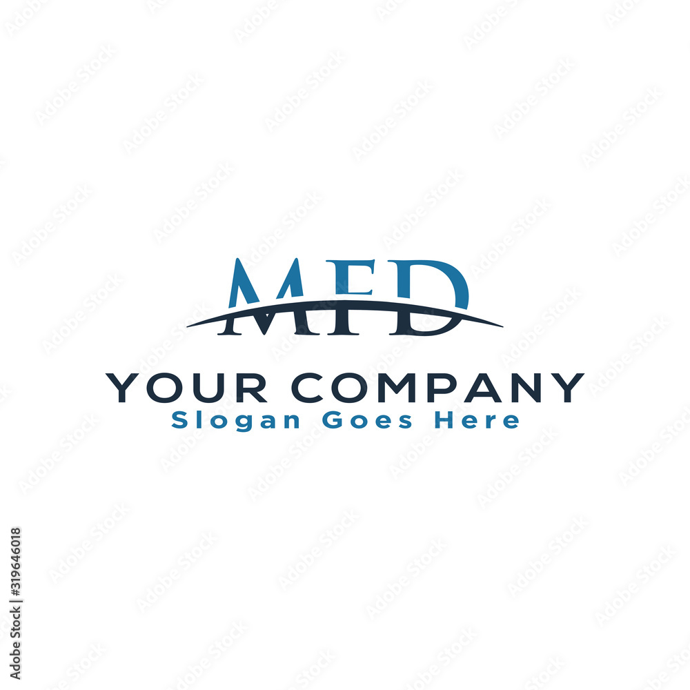 Initial letter MFD, overlapping movement swoosh horizon logo company ...