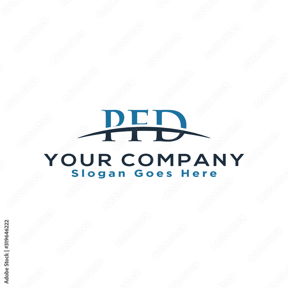 Initial letter PFD, overlapping movement swoosh horizon logo company ...