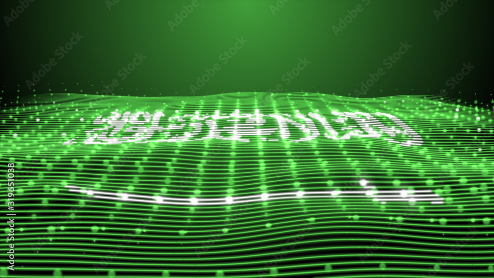 Foto de 3d rendered Abstract Glowing particles digital abstract lines ...