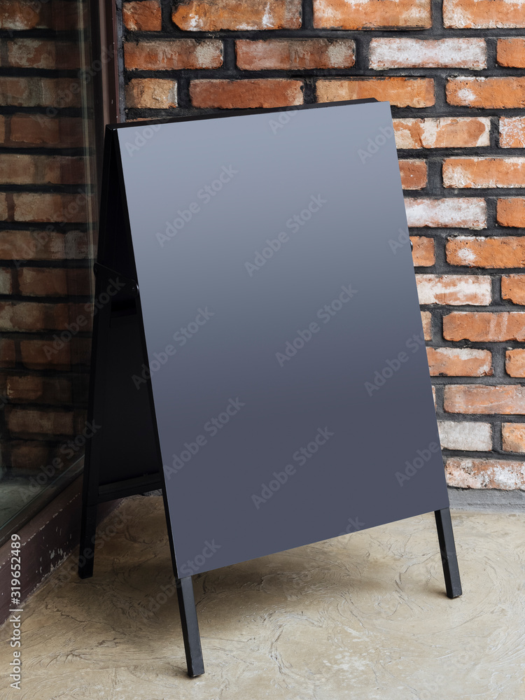 Signboard Stand Black Blank Menu Shop Restaurant with Brick wall Stock ...