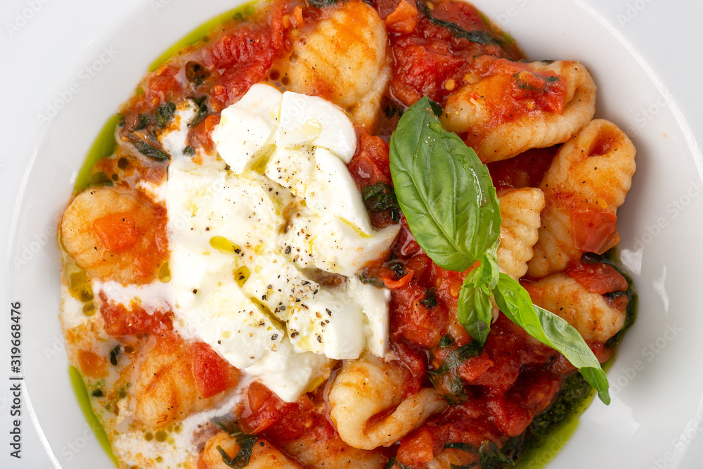 Traditional italian pasta. Italian potato dumplings gnocchi alla ...