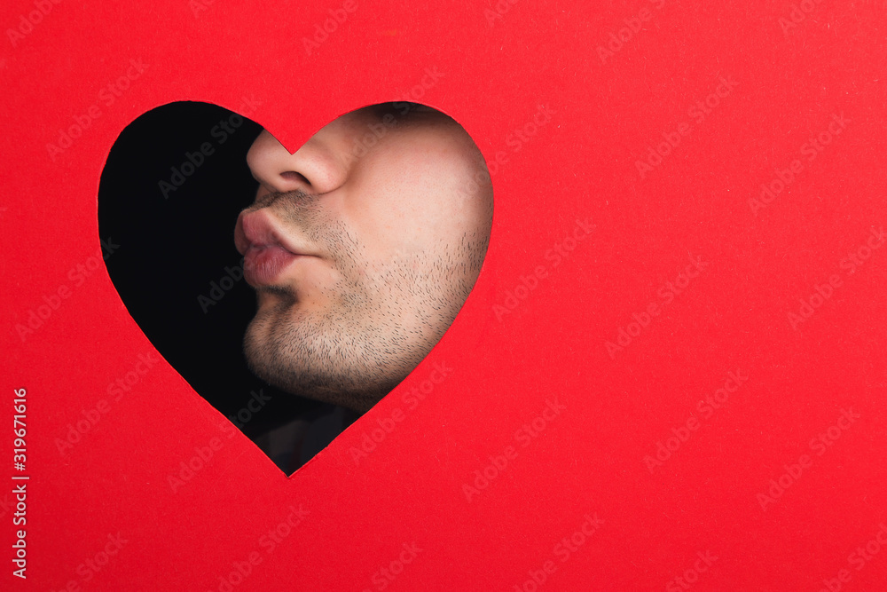 Design concept for Valentine's Day, cute man, brutal handsome ...