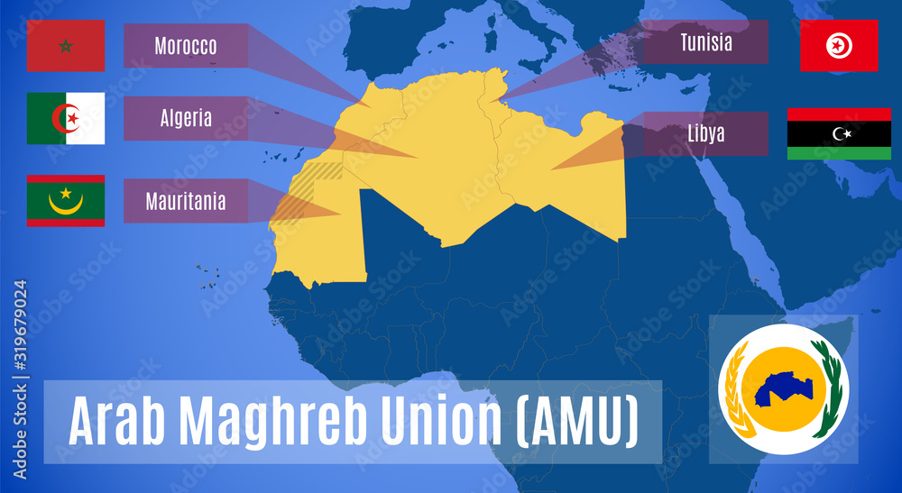 Member countries of the Arab Maghreb Union (AMU) Stock Vector | Adobe Stock
