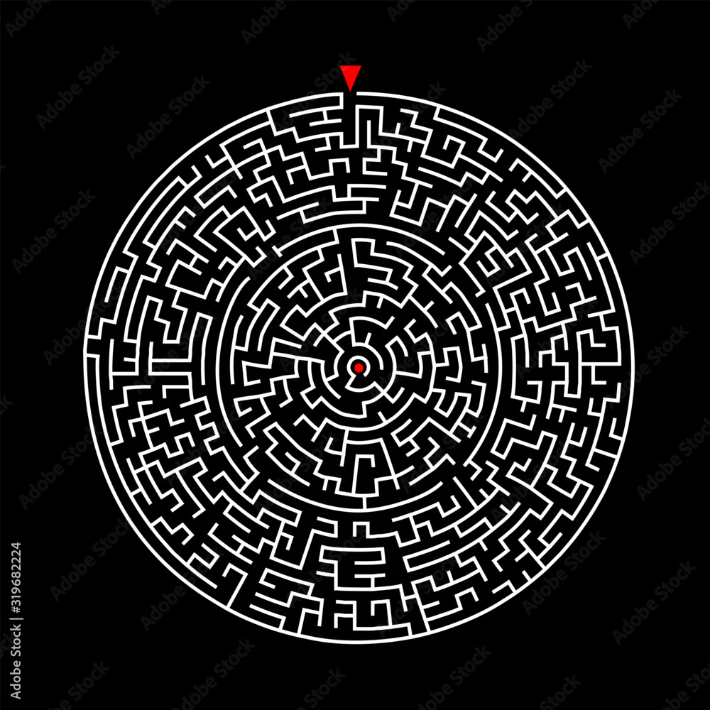 circle Labyrinth, vector art, route in side the file Stock Vector ...