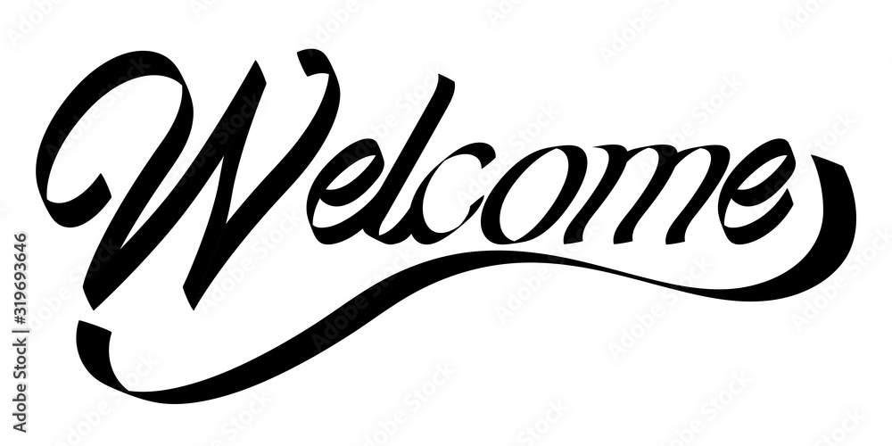 welcome hand drawn lettering phrase illustration Stock Illustration ...