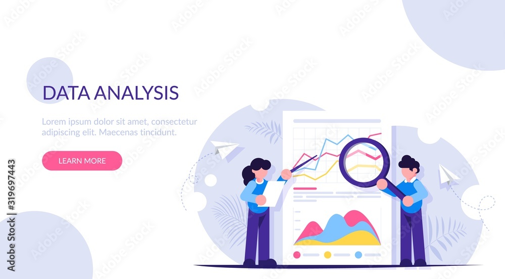 Employees work with paper documents. The concept of data analysis ...