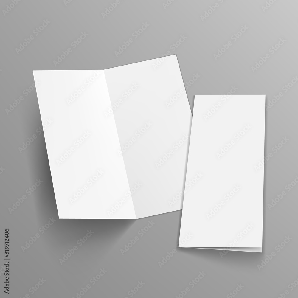 Slim Vertical Half Folded Brochure On Gray Stock Vector | Adobe Stock