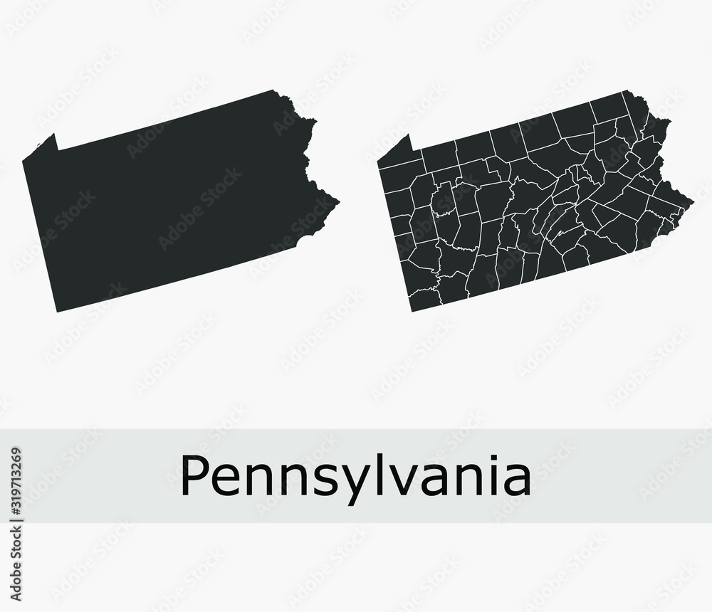 Pennsylvania vector map counties, townships, regions, municipalities ...