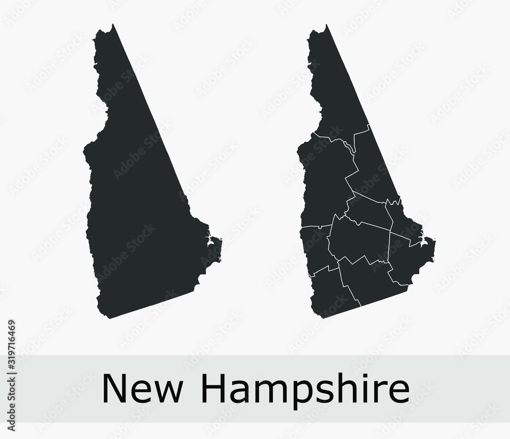 New Hampshire vector maps counties, townships, regions, municipalities ...