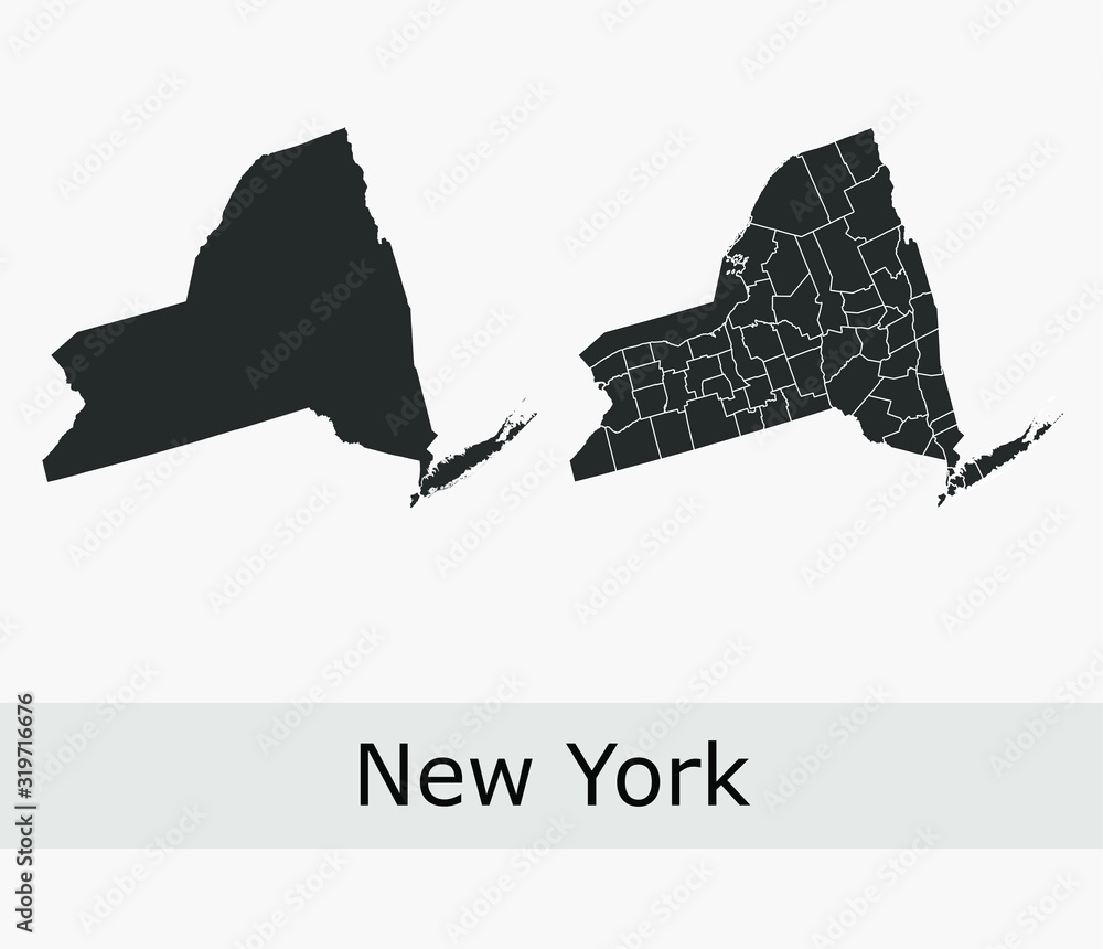New York vector maps counties, townships, regions, municipalities ...