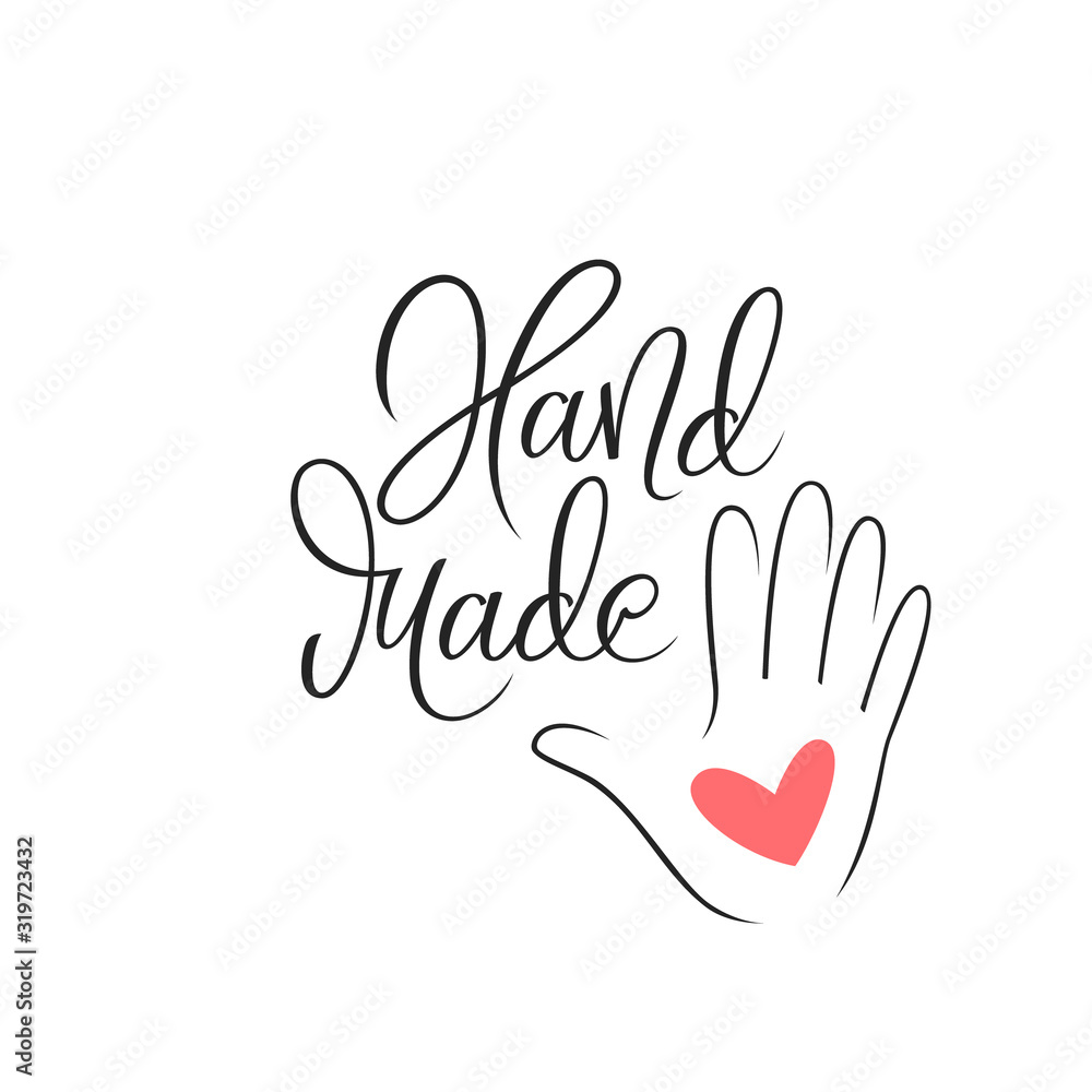 Hand made handwritten calligraphy. Textile, clothes print. Wrapping ...