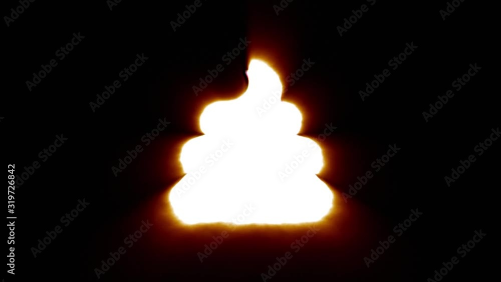 Video Stock Shiny fire poop icon fly in center flickers with rgb ...