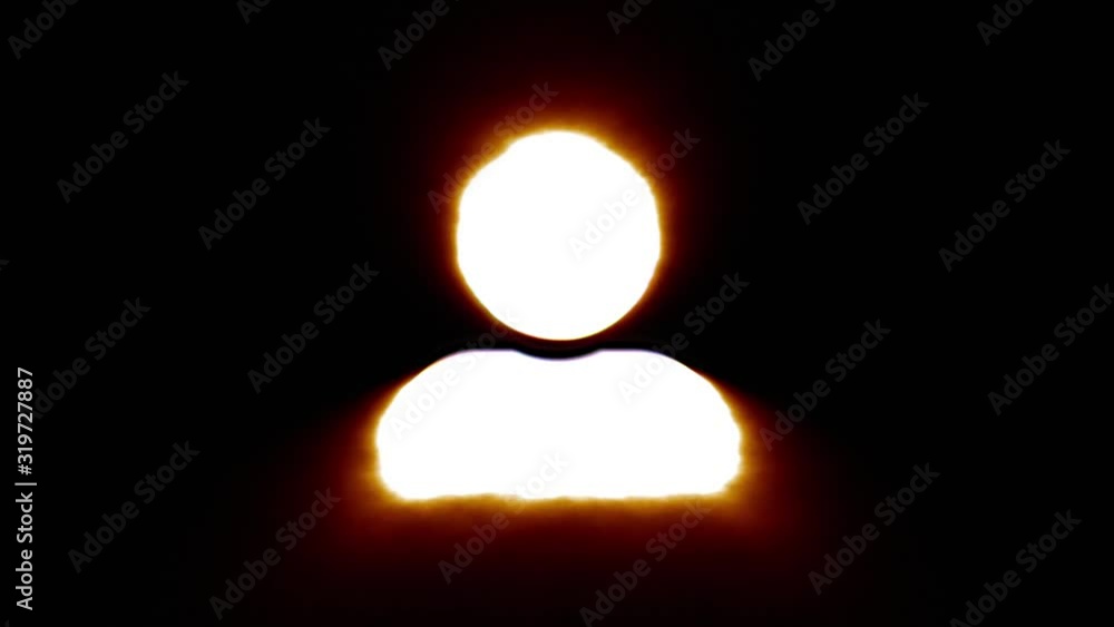 Shiny fire user icon fly in center flickers with rgb spectrum colors ...