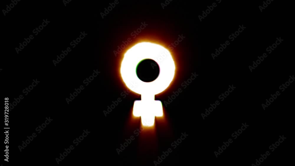 Shiny fire Venus icon fly in center flickers with rgb spectrum colors ...