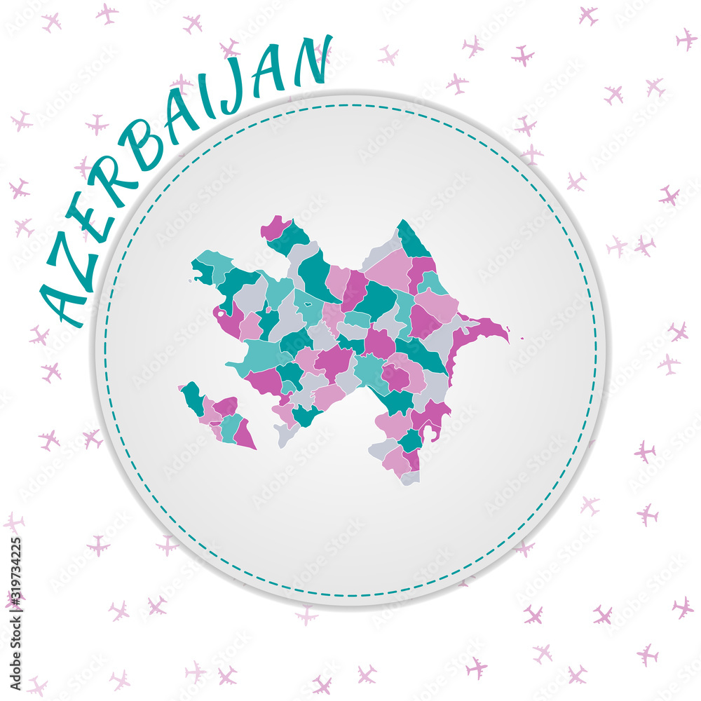 Azerbaijan map design. Map of the country with regions in emerald ...
