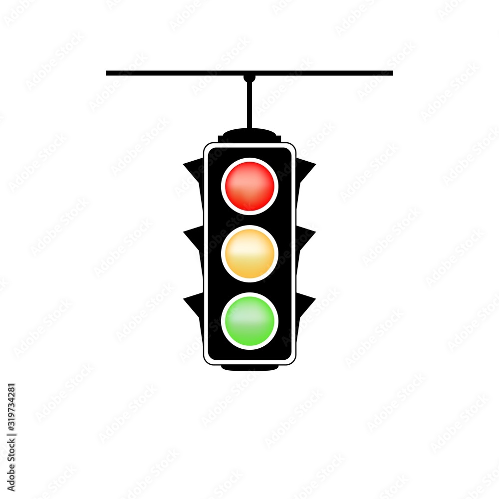 Stoplight sign. Icon traffic light on white background. Symbol regulate ...