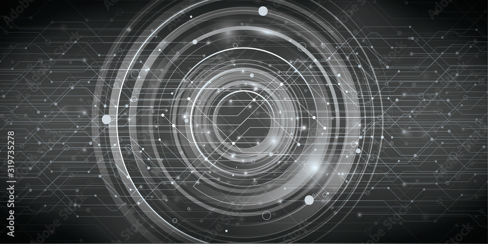 Circle black and white abstract technology innovation concept vector ...