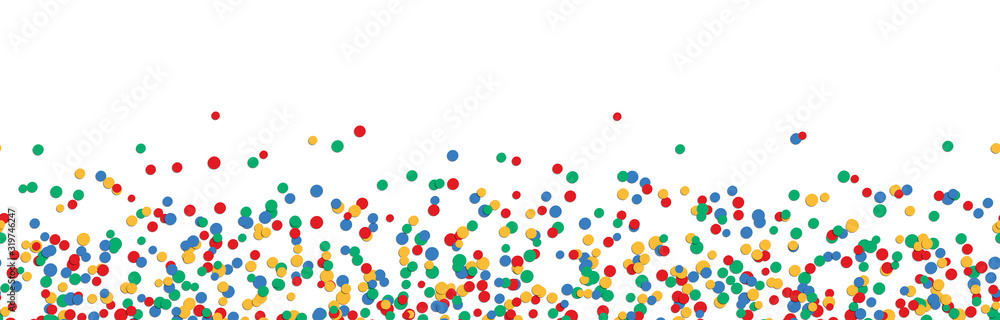 seamless colored confetti on lower border with free space for text ...