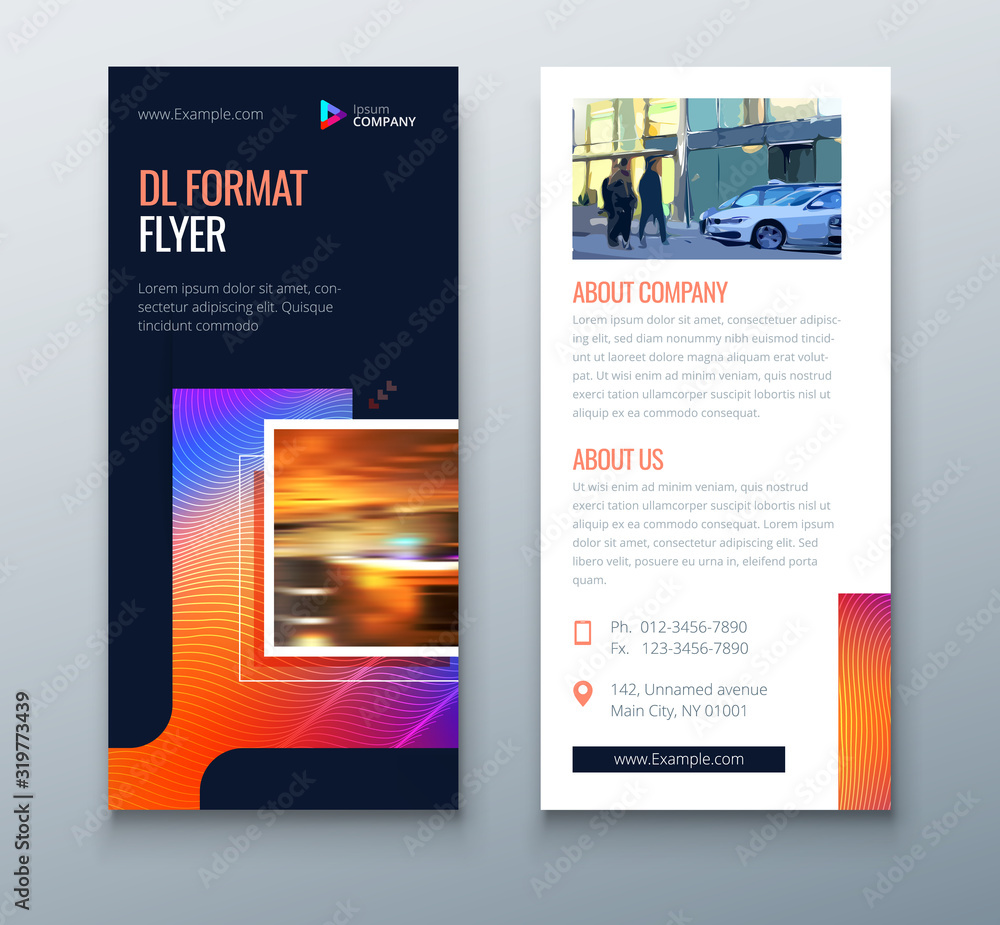 Dark DL Flyer design with square shapes, corporate business template ...