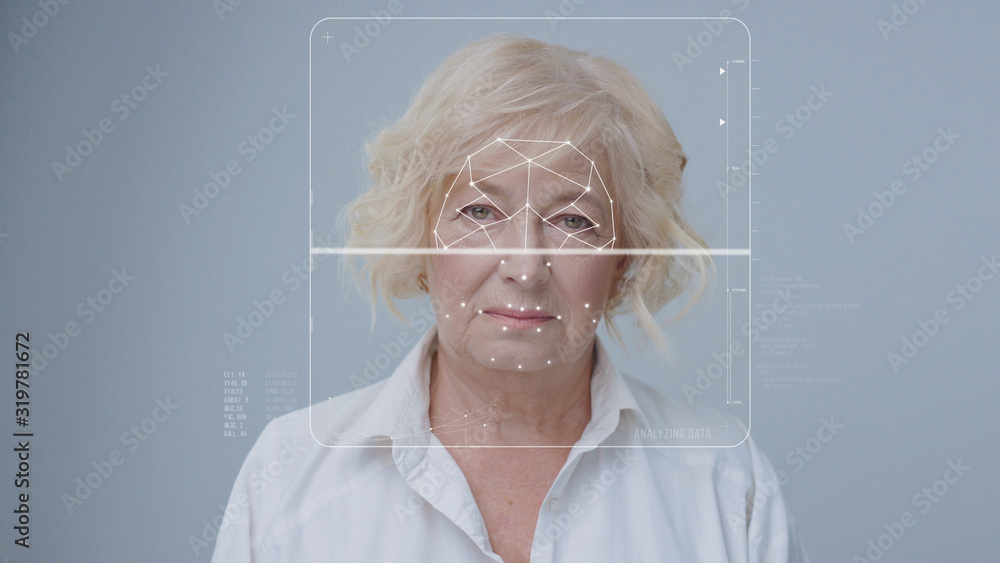 3D Face Detection. Face ID. Technological Biometric Scanning of Female ...