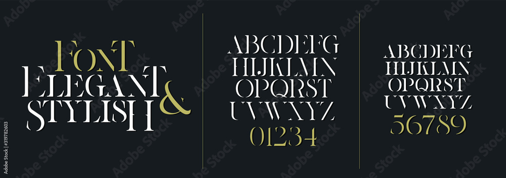 vector illustration. Stylish elegant vector composite font. set of ...