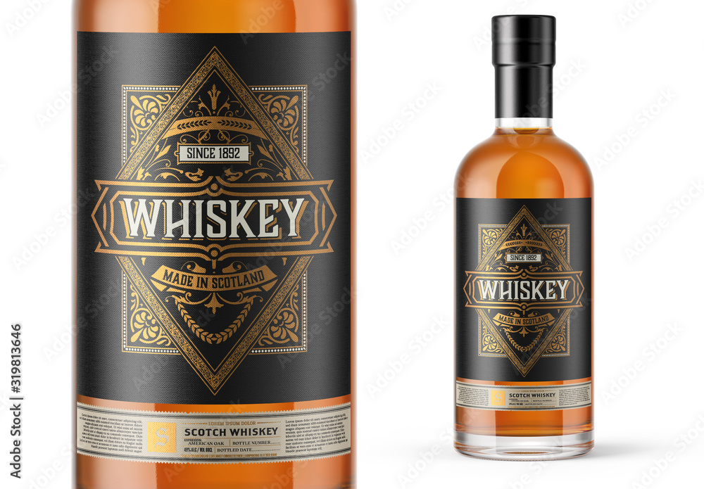Vintage Whiskey Label Packaging Layout Stock Template | Adobe Stock