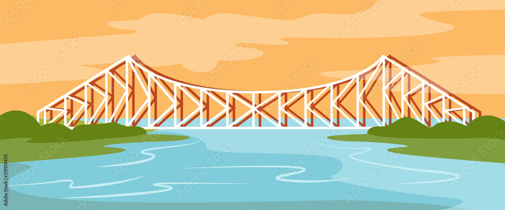 howrah bridge kolkata, west bengal, india vector Stock Vector | Adobe Stock