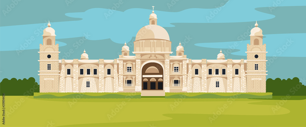 victoria memorial kolkata, west bengal, india vector Stock Vector ...