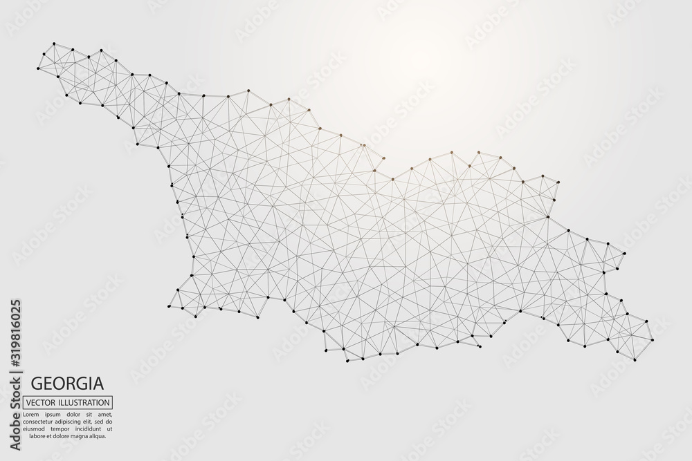 A map of Georgia consisting of 3D triangles, lines, points, and ...