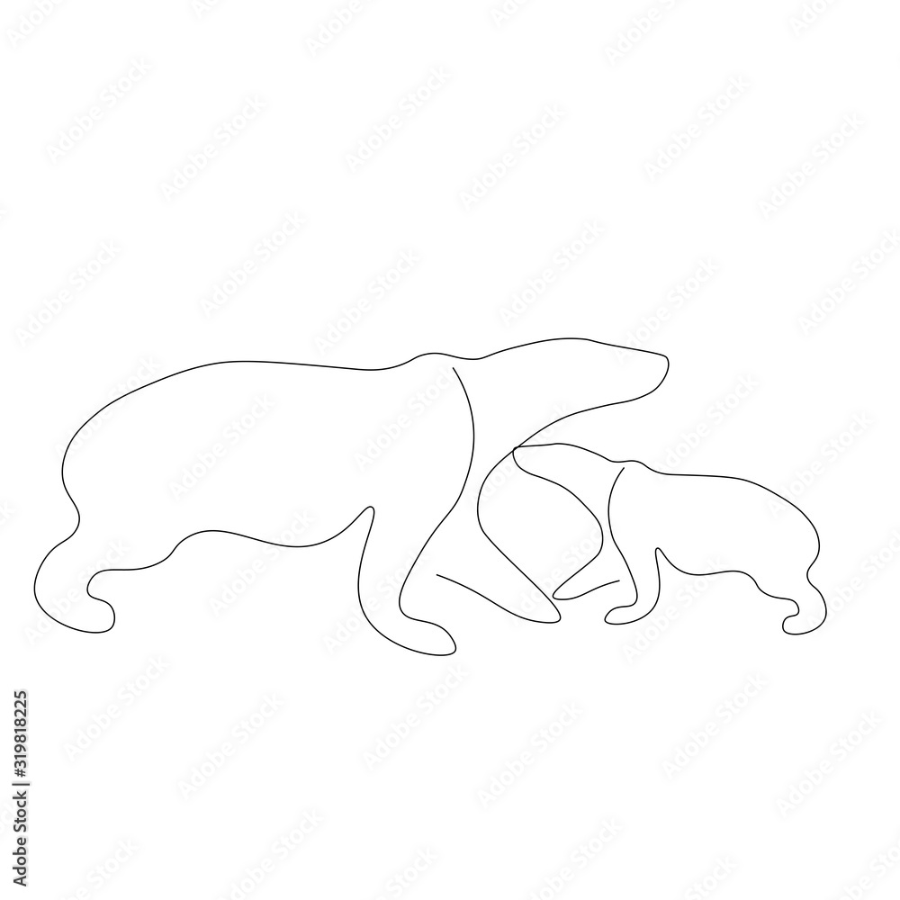 White bear family line drawing vector illustration Stock Vector | Adobe ...