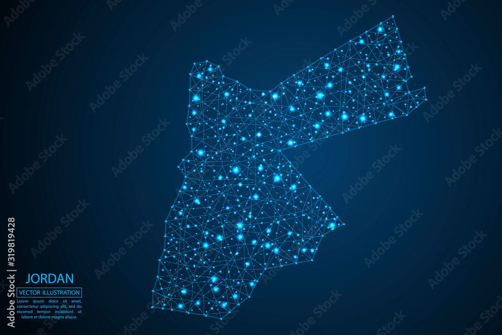A map of Jordan consisting of 3D triangles, lines, points, and ...